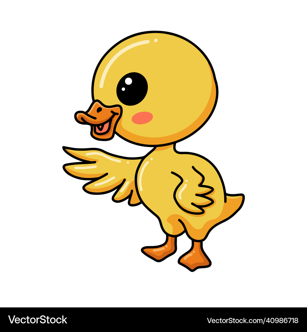 Cute little duck cartoon standing Royalty Free Vector Image