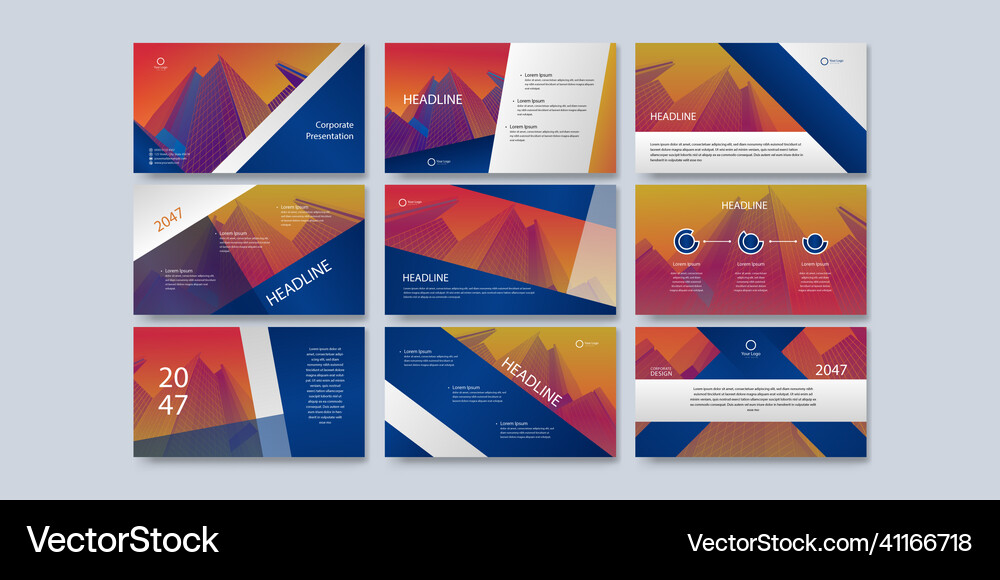 Dark blue presentation templates set for business Vector Image
