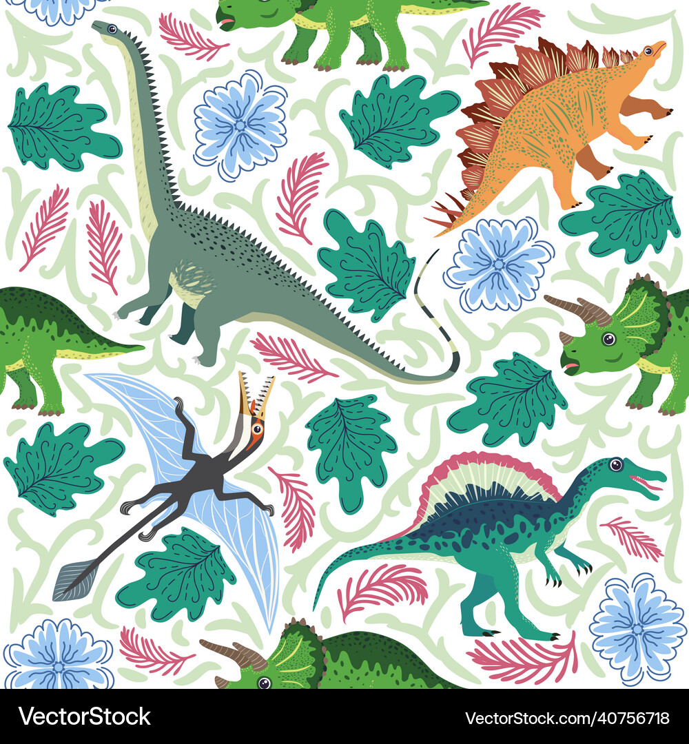 Dinosaur Seamless Pattern Royalty Free Vector Image