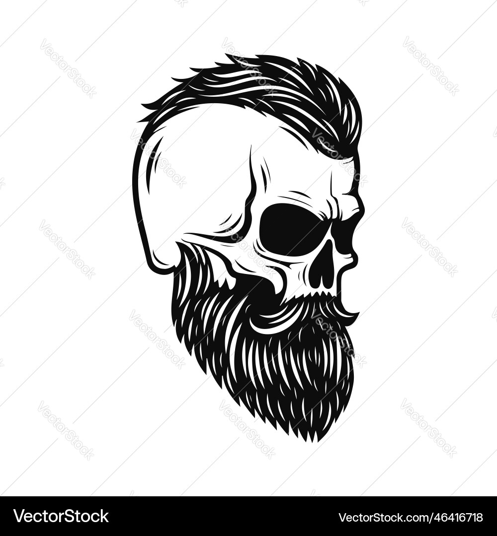 Human skull logo black and white emblem Royalty Free Vector