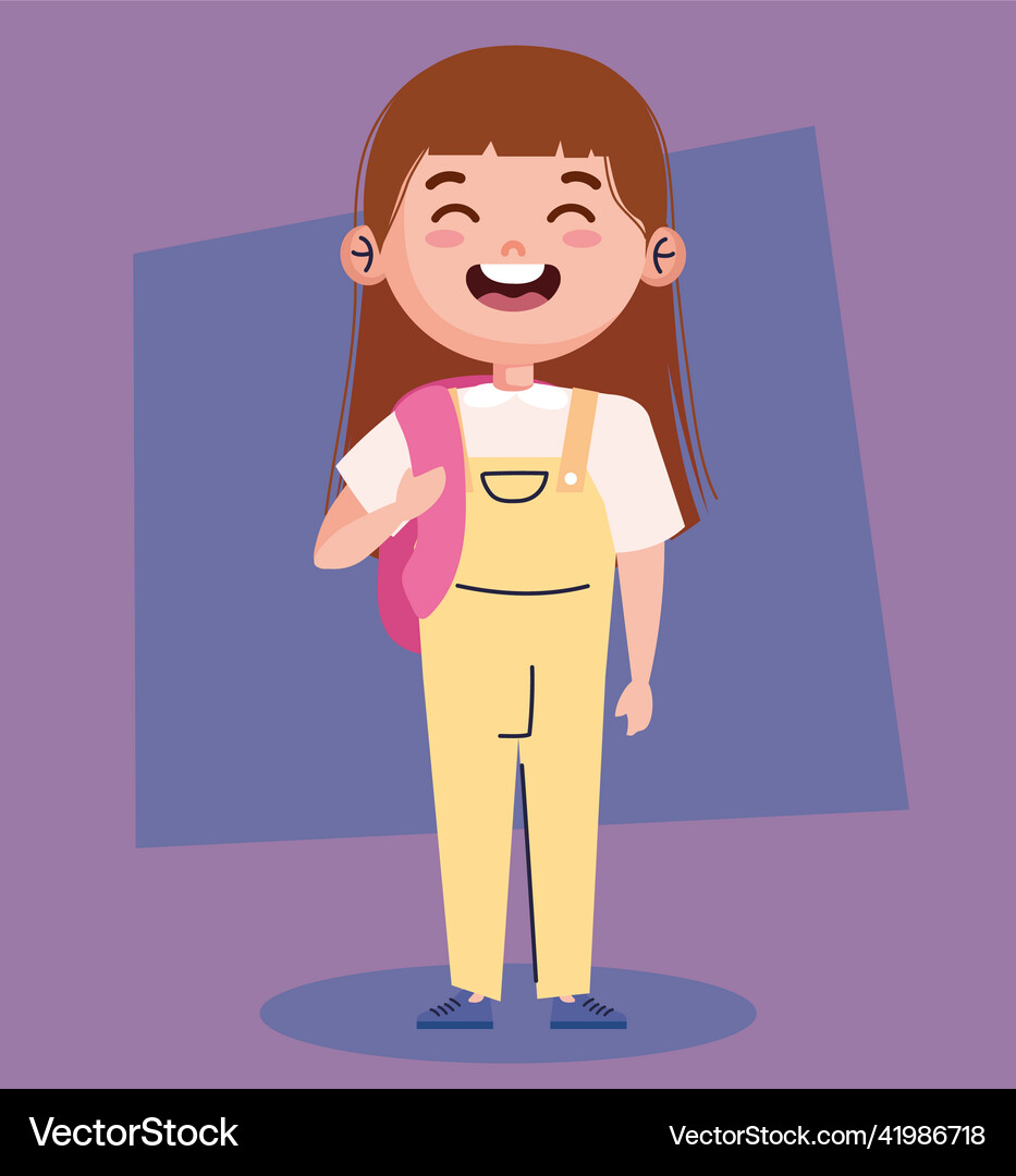Little student girl standing Royalty Free Vector Image