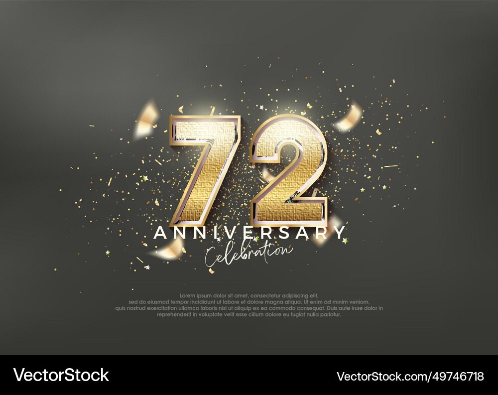 Luxurious and elegant number 72nd premium design Vector Image