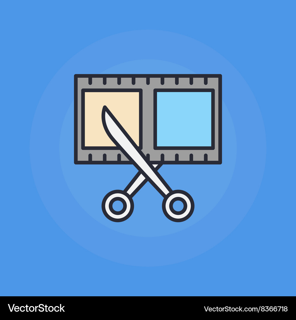 Scissors and film shot icon Royalty Free Vector Image