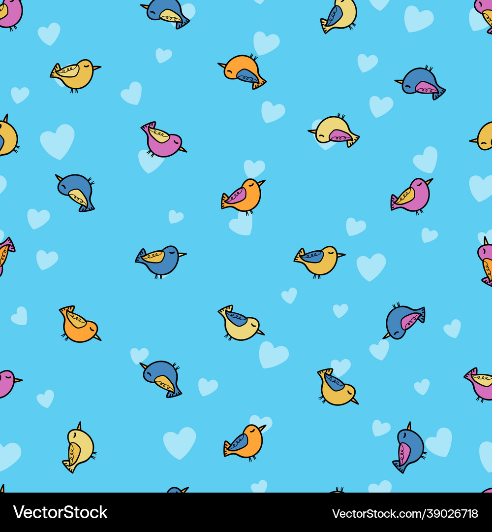 Seamless pattern with funny colorful birds color Vector Image
