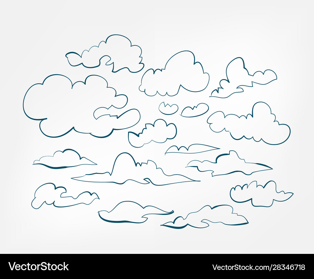 Single Line Cloud Set Royalty Free Vector Image
