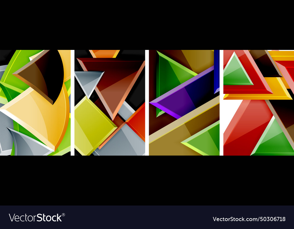 Triangle composition poster background set Vector Image