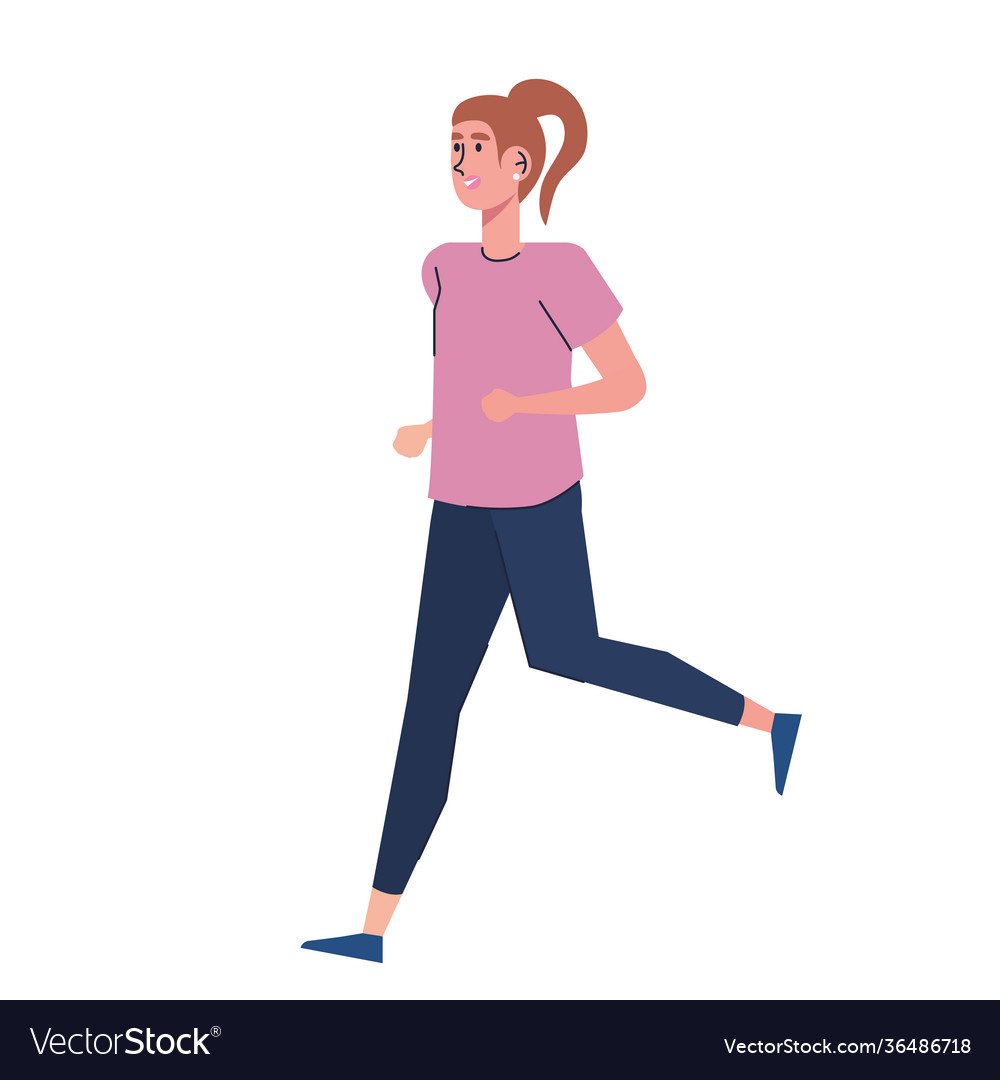 Young girl running character icon Royalty Free Vector Image