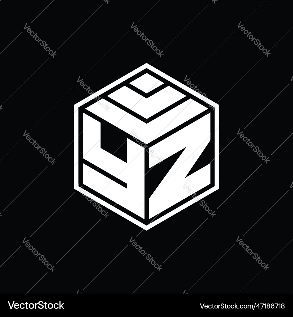 Yz logo monogram with hexagon geometric isolated Vector Image