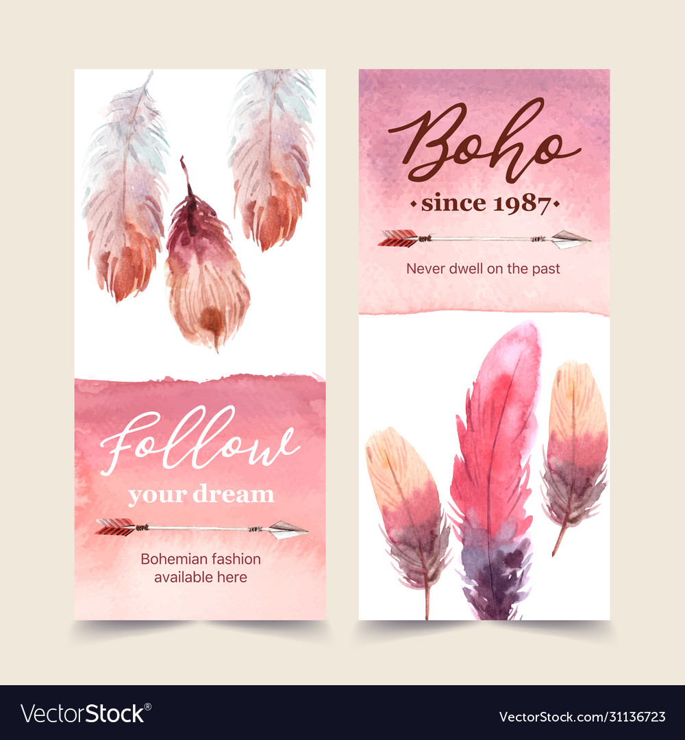 Bohemian flyer design with arrow feather Vector Image