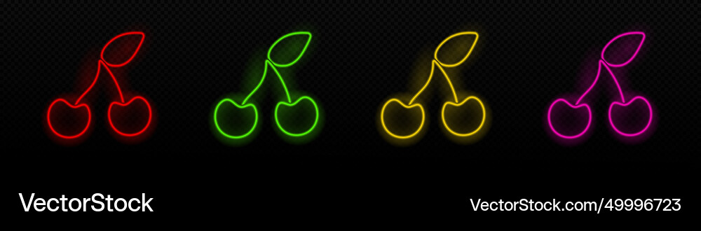 Cherry neon icon glowing laser lamp Royalty Free Vector