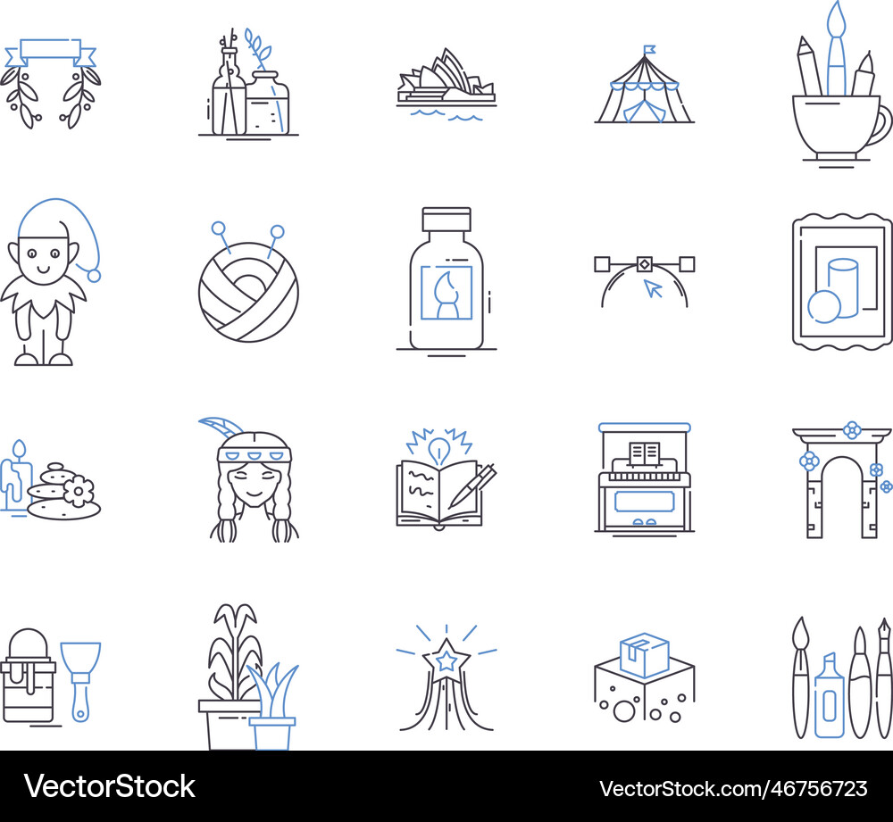Diy projects outline icons collection crafts Vector Image