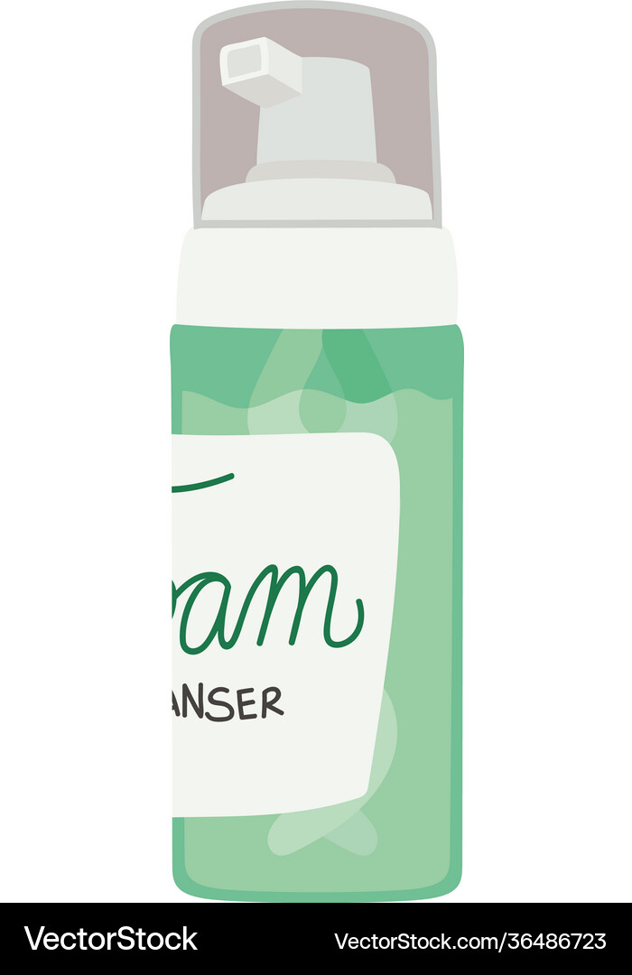 Foam cleanser in a green bottle Royalty Free Vector Image
