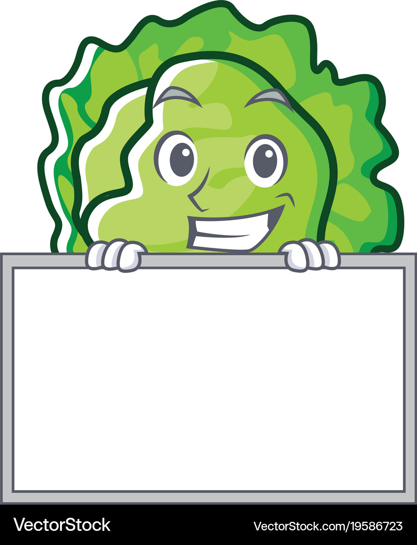 Grinning with board lettuce character cartoon Vector Image