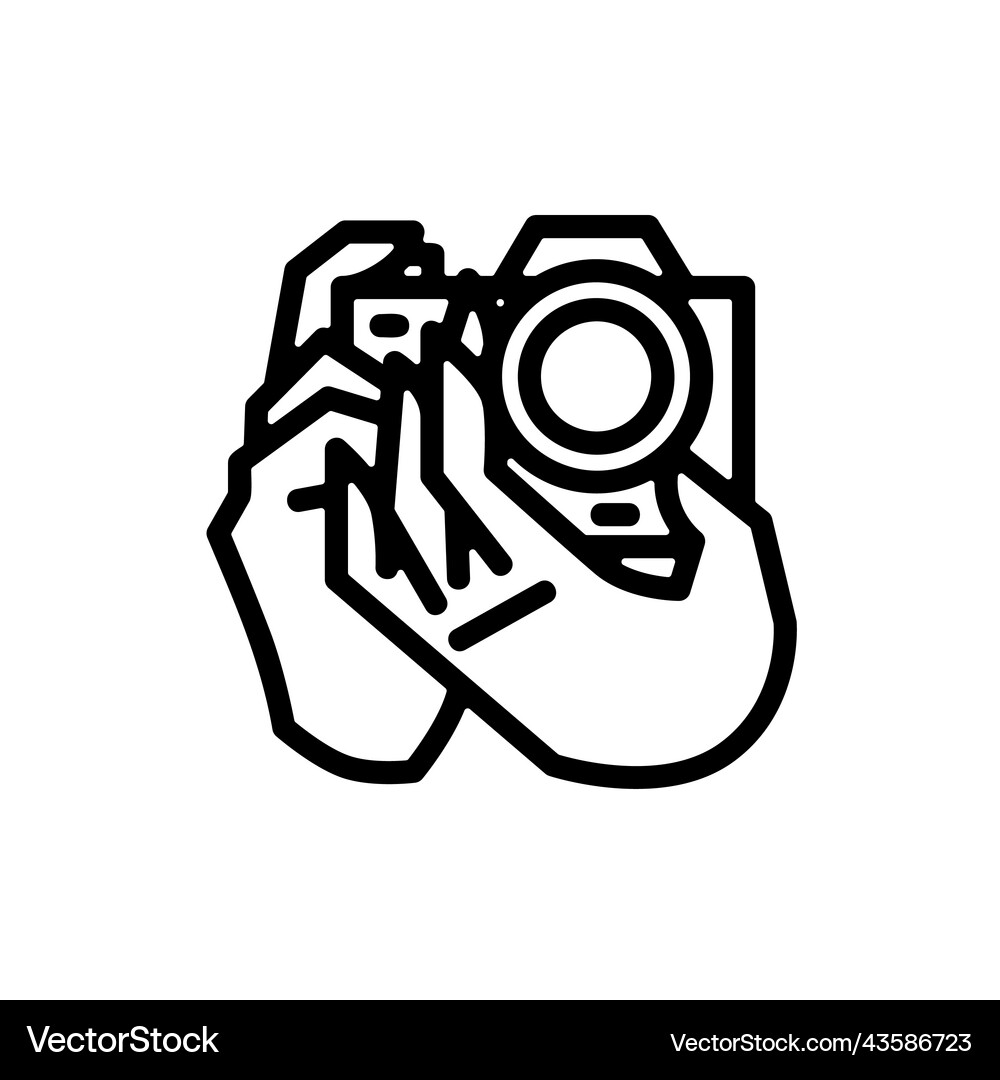 Hands hold camera photography logo icon Royalty Free Vector