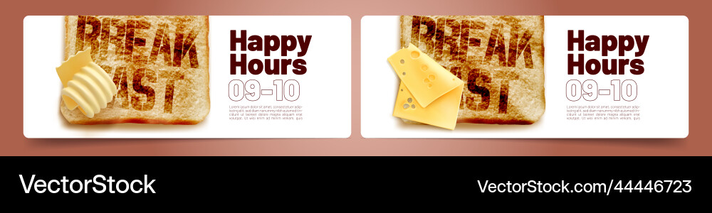 Happy hours for breakfast in cafe poster Vector Image