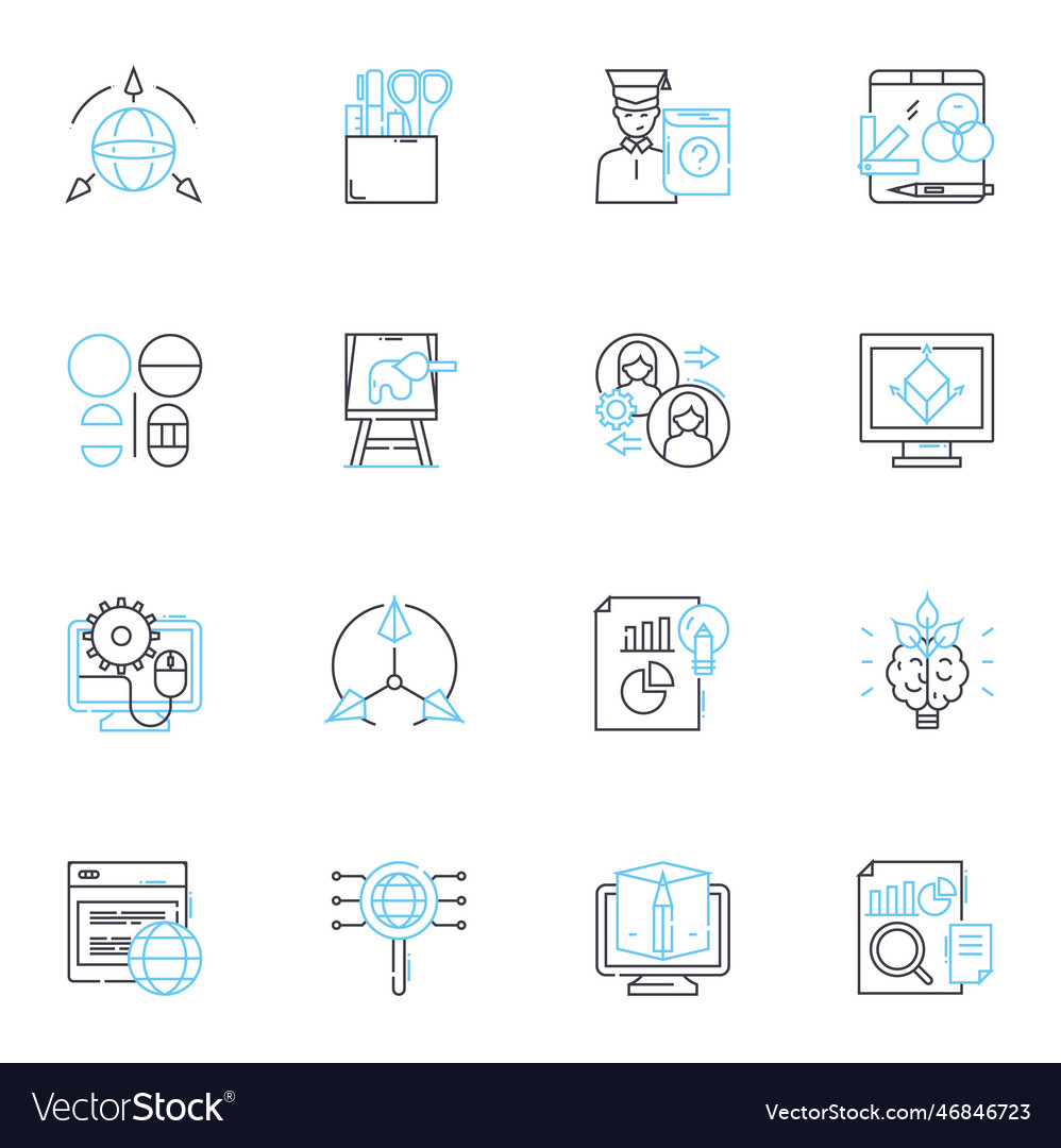 Imaginative creation linear icons set imagination Vector Image Imaginative creation linear icons set imagination Vector Image