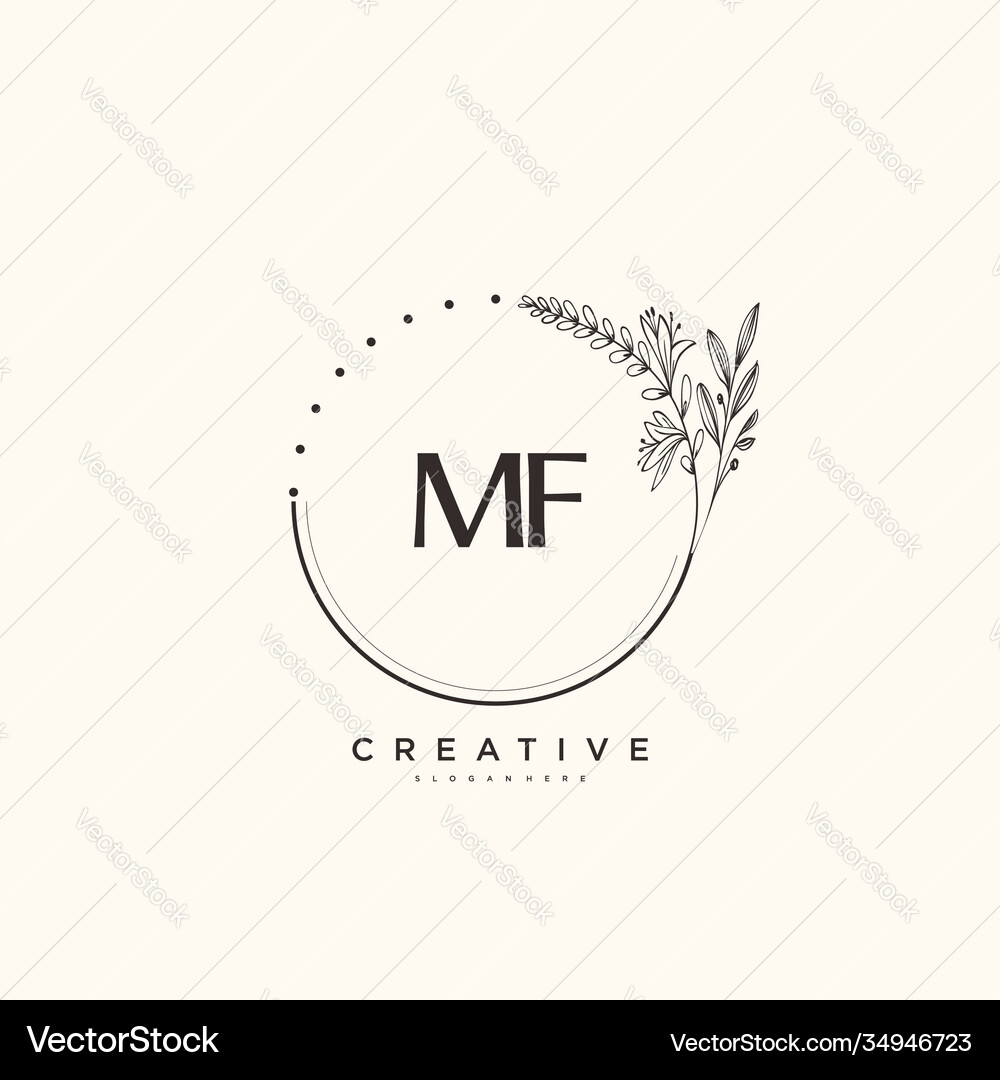 Mf beauty initial logo art handwriting logo Vector Image