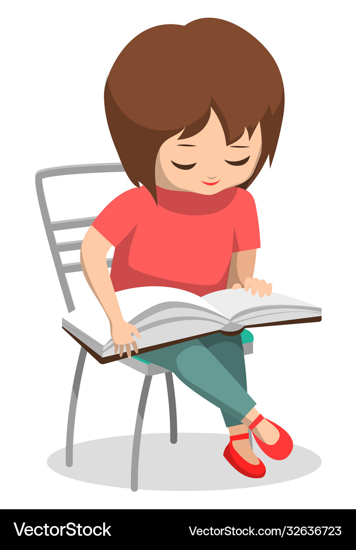 Pupil reading book child with textbook student Vector Image