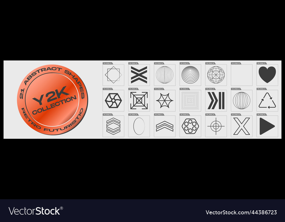 Retrofuturistic y2k geometry design elements Vector Image