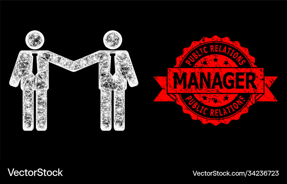 Rubber public relations manager seal and bright Vector Image
