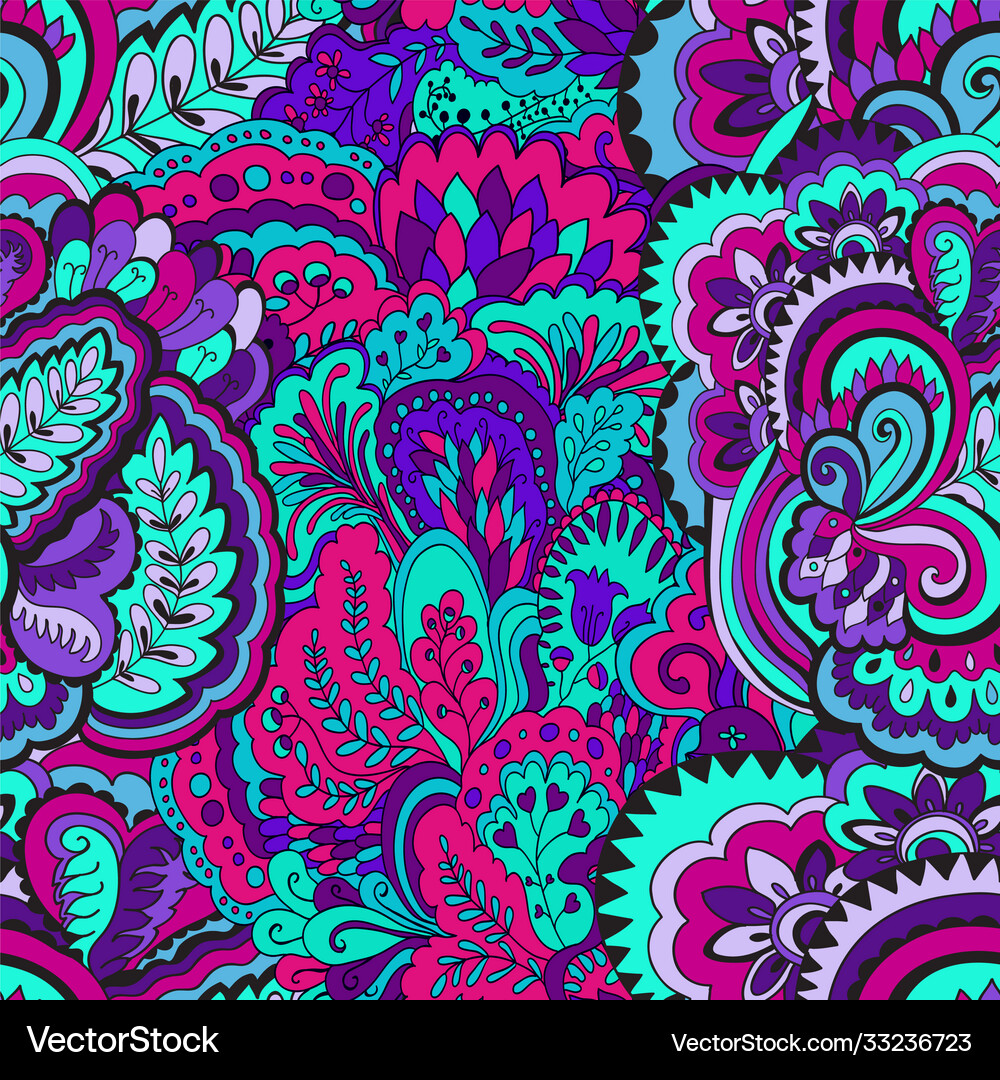 Seamless pattern with colorful abstract and floral
