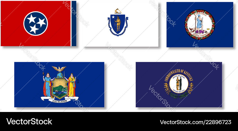 United states state flag collection Royalty Free Vector