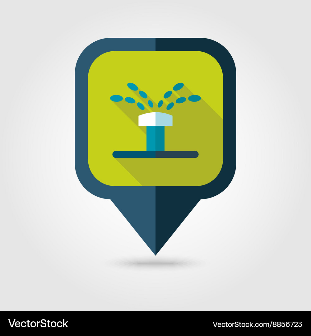 Water sprinkler irrigation flat pin map icon Vector Image