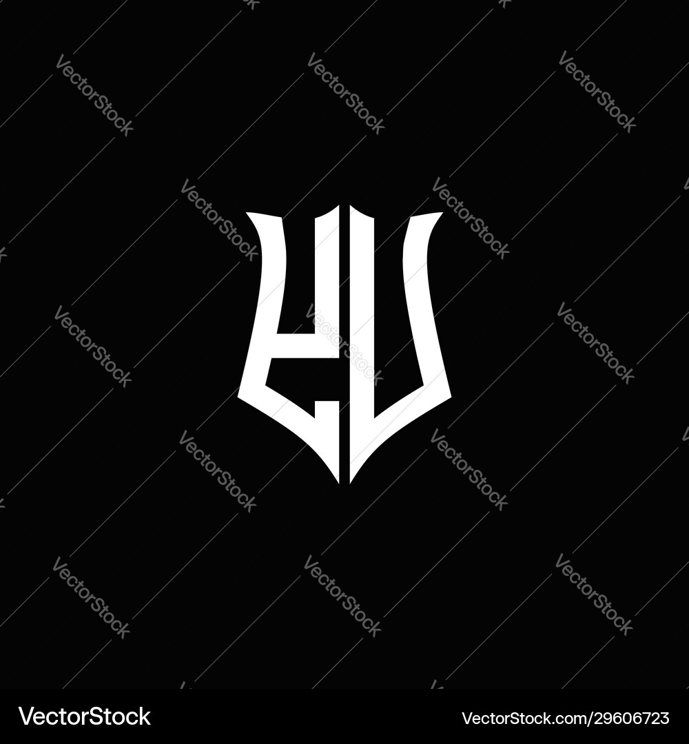 Yu monogram letter logo ribbon with shield style Vector Image