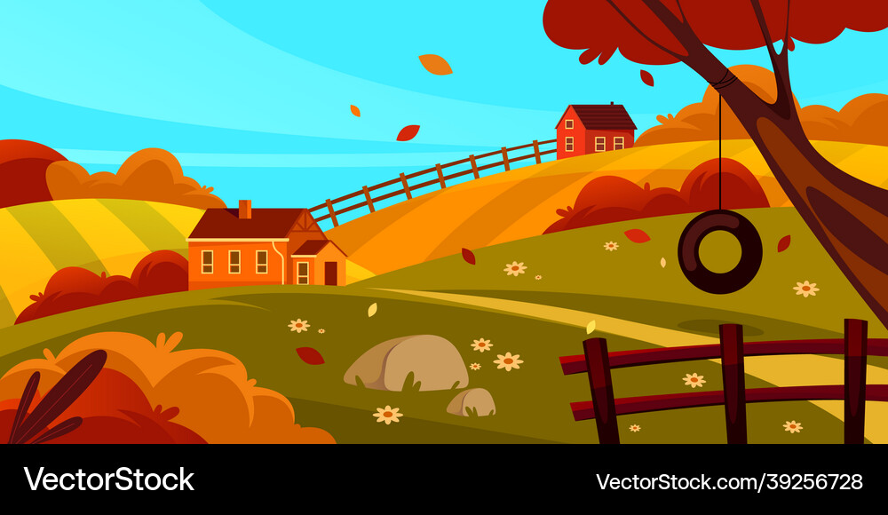 Autumn landscape or fall scenery banner Royalty Free Vector