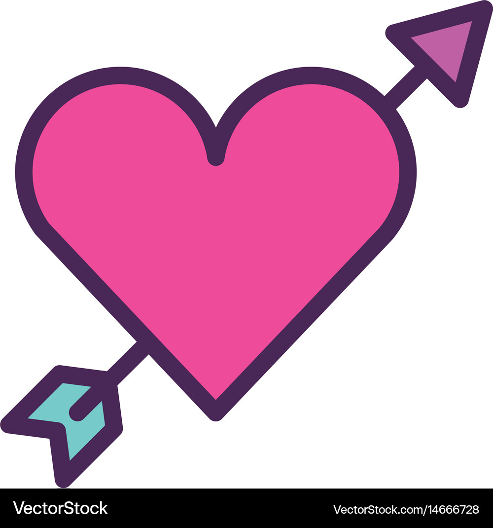 Cute heart love with arrow Royalty Free Vector Image