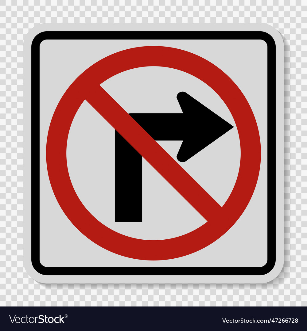 Do not turn right traffic sign on transparent Vector Image Do not turn right traffic sign on transparent Vector Image