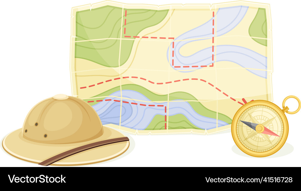 Expedition map depicting geography and route Vector Image