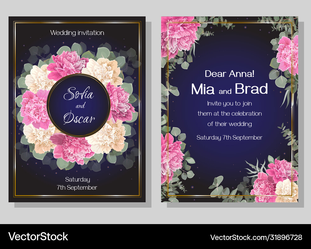 Floral template for a wedding invitation round Vector Image