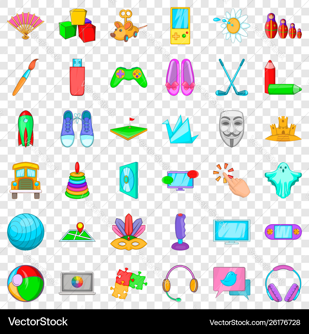 Gaming icons set cartoon style Royalty Free Vector Image