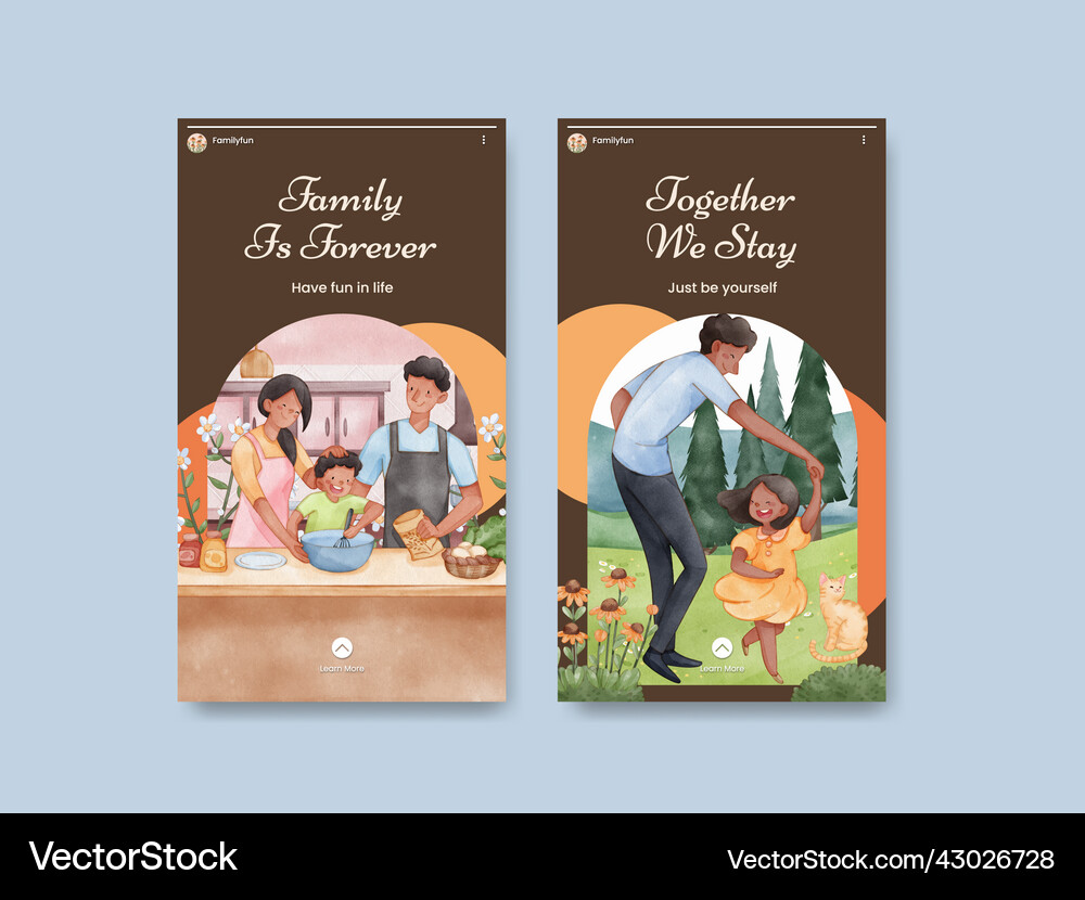 Instagram template with family fun day Royalty Free Vector