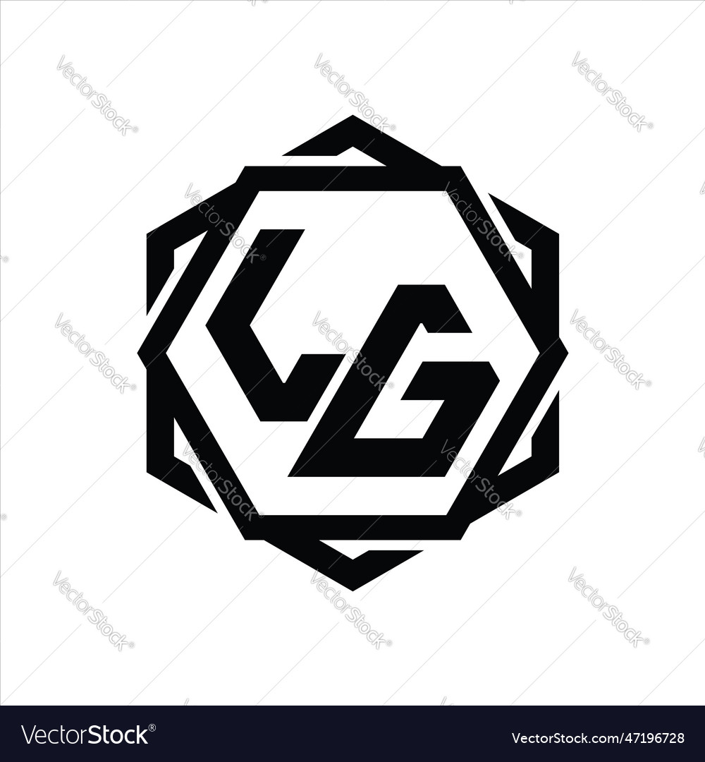 Lg logo monogram hexagon shape with geometric Vector Image