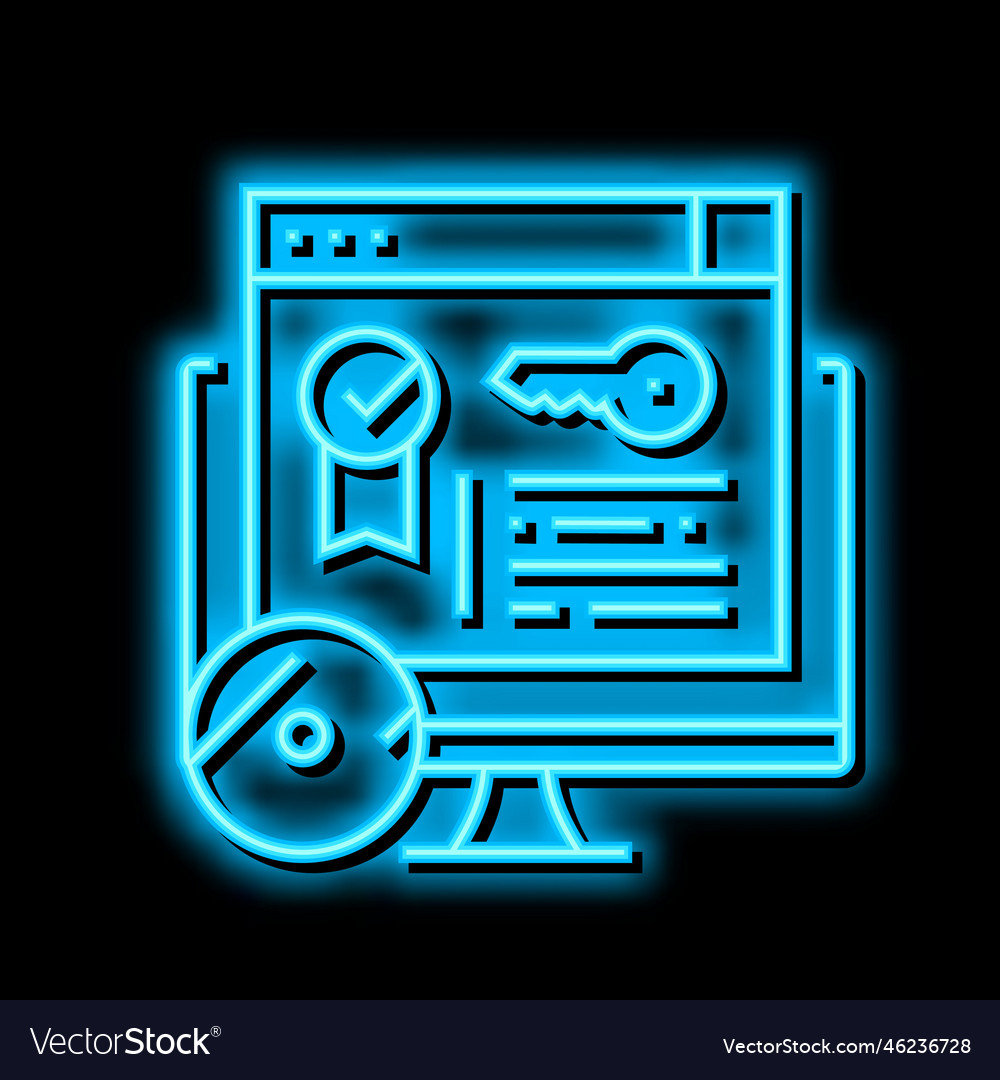 License software neon glow icon Royalty Free Vector Image