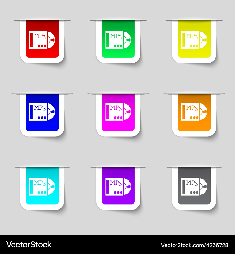 Mp3 player icon sign set of multicolored modern Vector Image
