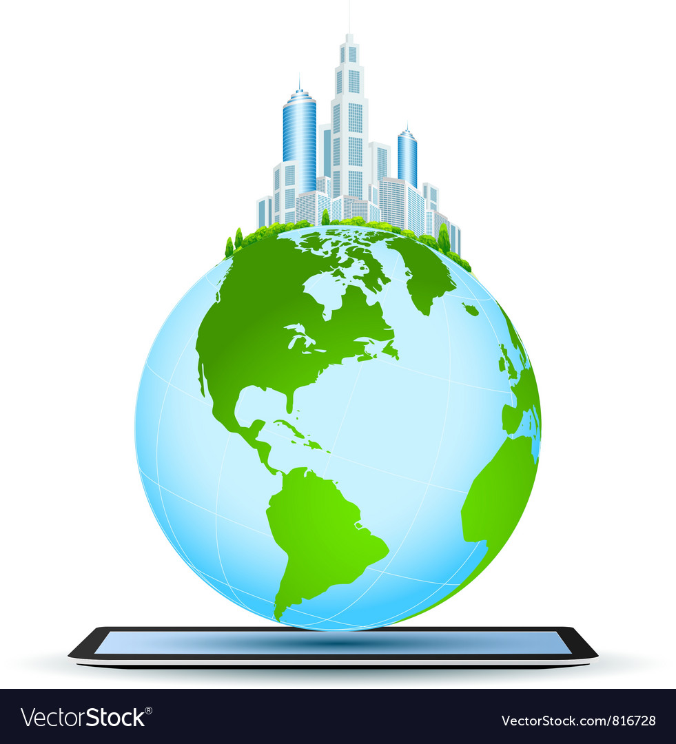 Planet earth on tablet computer Royalty Free Vector Image
