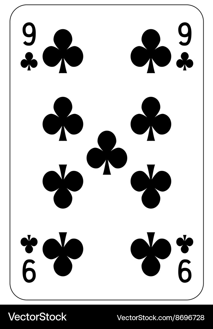 Poker playing card 9 club Royalty Free Vector Image