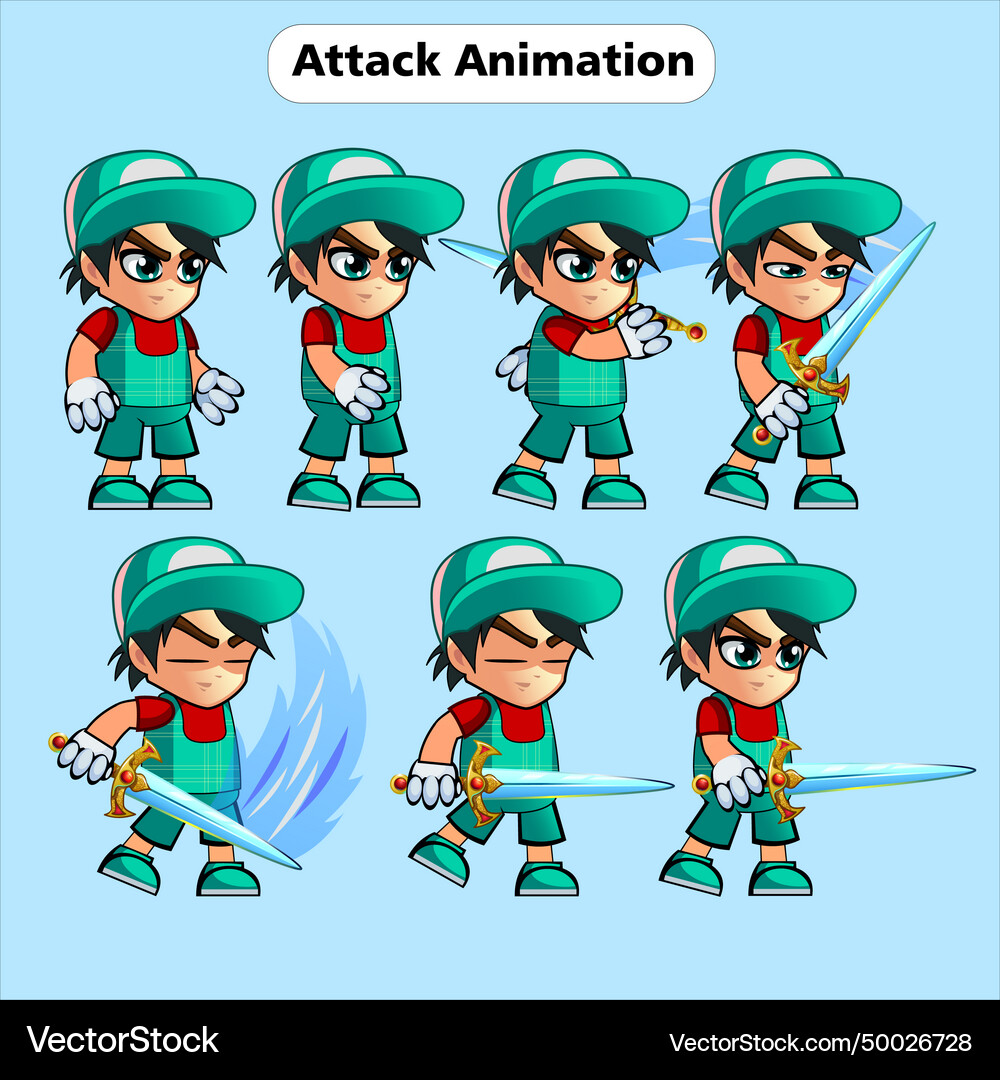 Spartan cartoon attack game character animation Vector Image