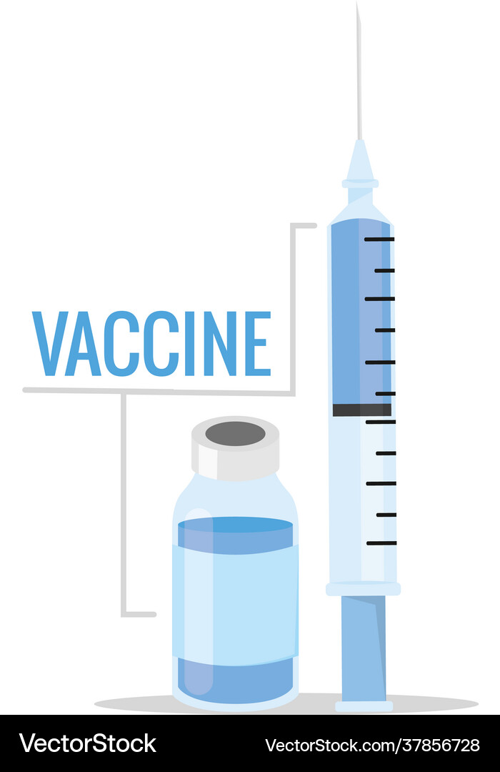 Vial and syringe vaccination poster Royalty Free Vector