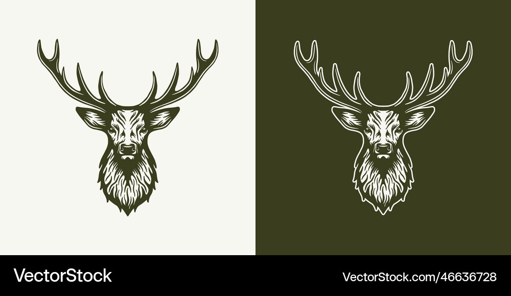 Vintage retro hunting adventure element deer head Vector Image