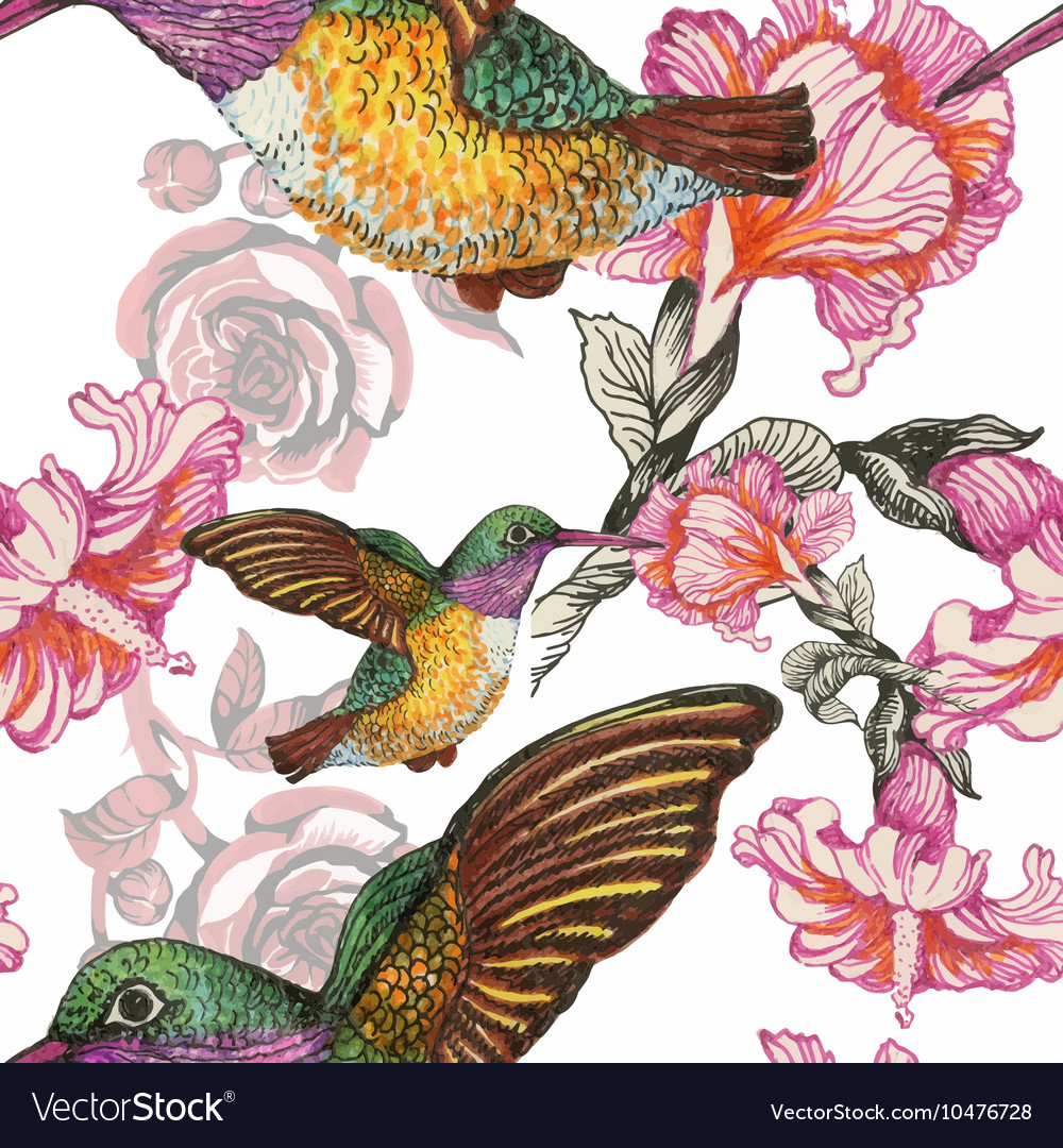 Watercolor hand drawn seamless pattern Royalty Free Vector