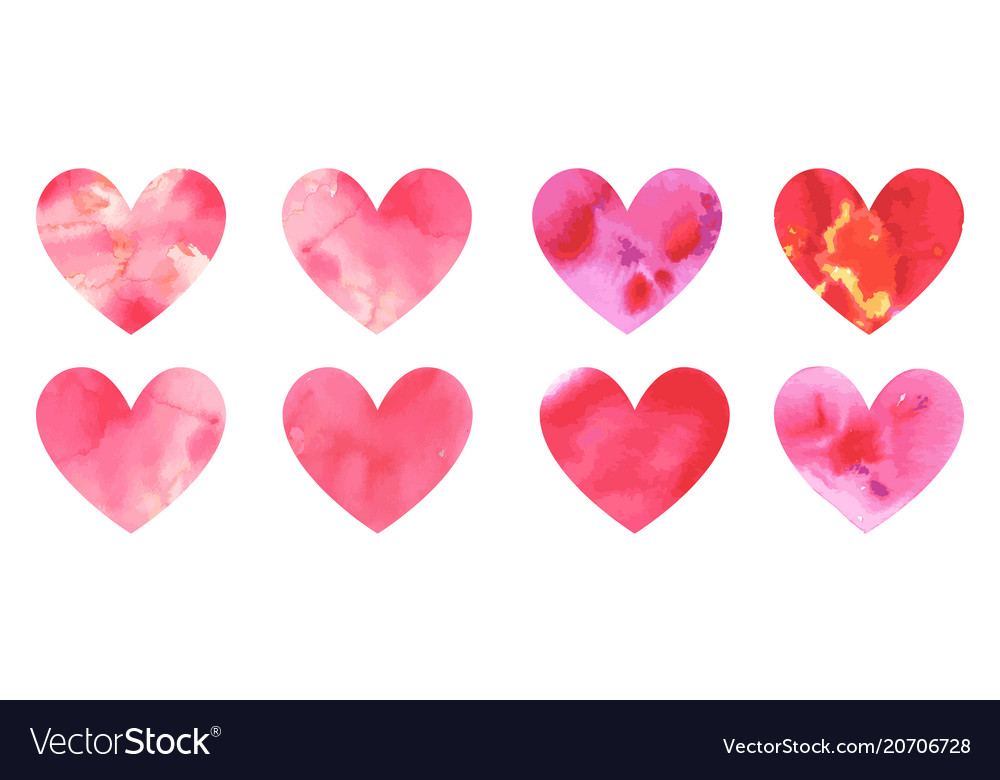 Watercolor Hearts Collection Royalty Free Vector Image