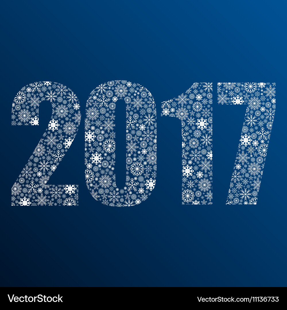 2017 snowflakes number symbol year Royalty Free Vector Image