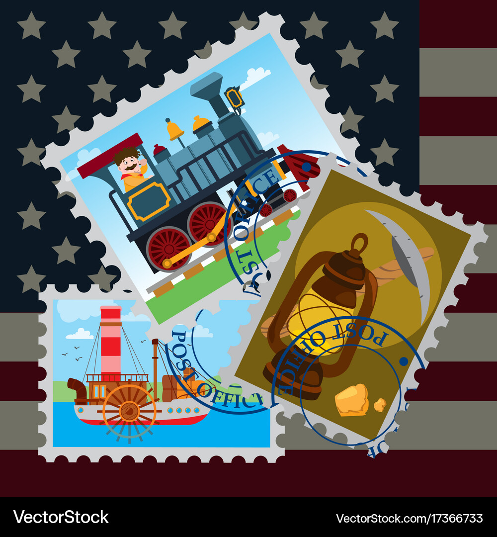 Background mail in america stamps with the image Vector Image