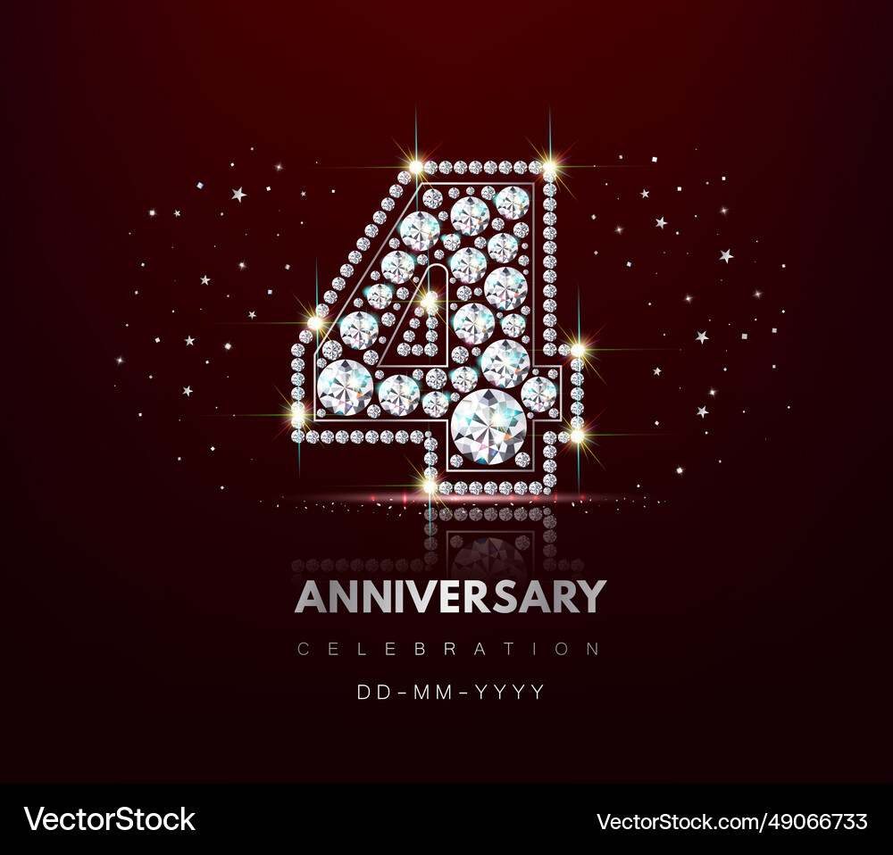 Birthday numbers anniversary four realistic Vector Image