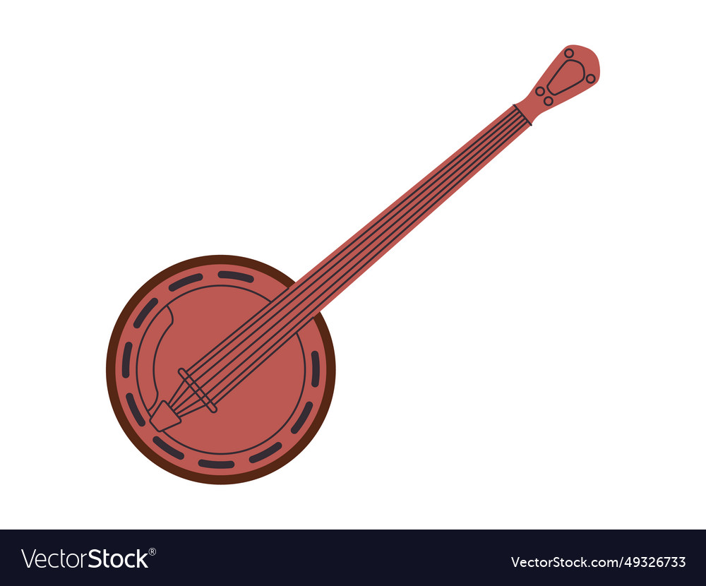 Brown color banjo bluegrass musical instrument Vector Image