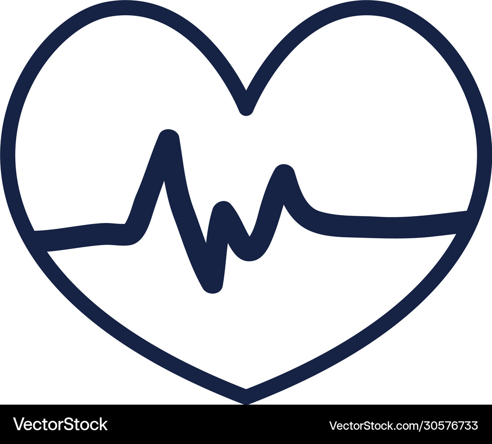 Cardio heart icon line style Royalty Free Vector Image
